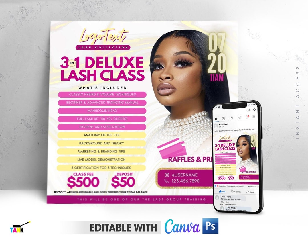 Editable Deluxe Lash Class Flyer, PSD Lash Training Flyer DIY Lash ...