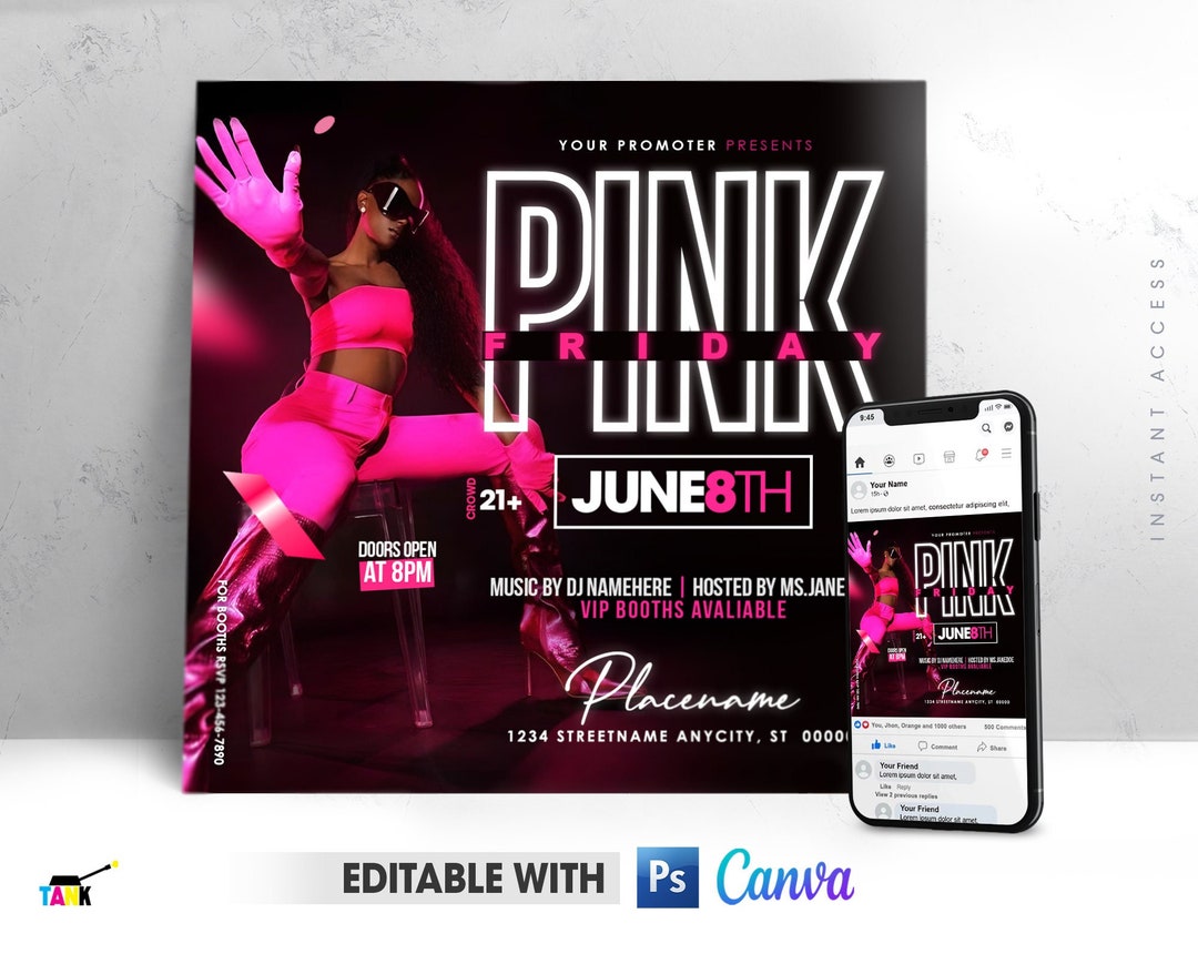 Editable Pink Friday Invitation, Pink Friday Flyer Pink Friday Template ...