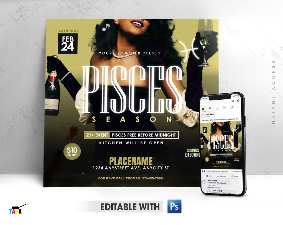 Editable Pisces Season Flyer, Pisces Birthday Flyer Pisces Invitation ...
