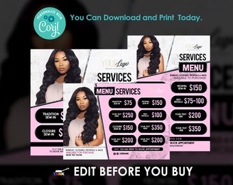 Hair Stylist Menu Template - Etsy