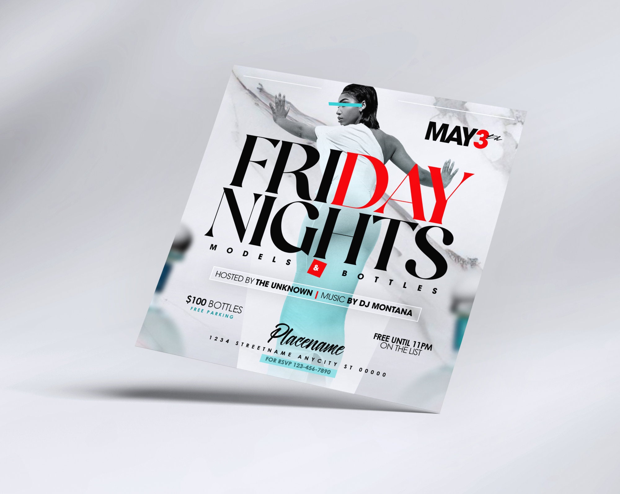 Editable Friday Nights Flyer, Models & Bottles Flyer, Fridays ...
