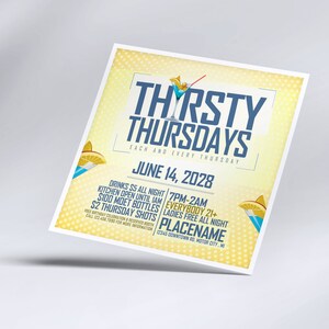 Editable Thirsty Thursday Flyer, Thursday Club Flyer L Thursdays Flyer ...