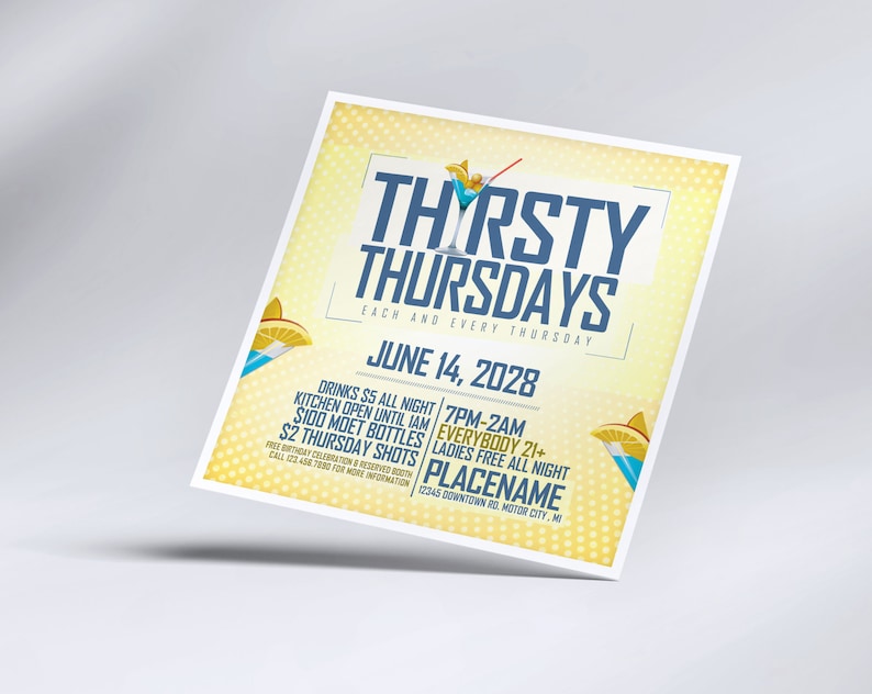 Editable Thirsty Thursday Flyer, Thursday Club Flyer L Thursdays Flyer ...