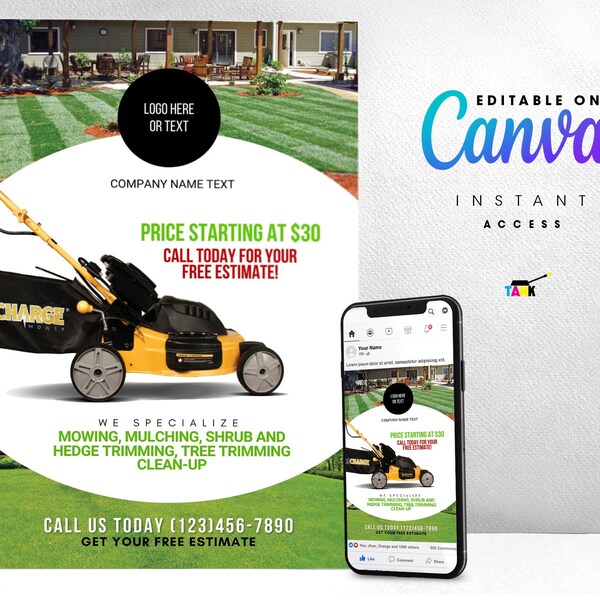 Grass Cutting Flyer - Etsy