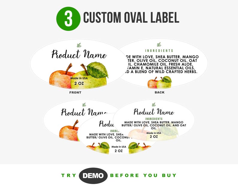 Custom Apple Oval Label, Printable Oval Labels, Oval Sticker Apple ...