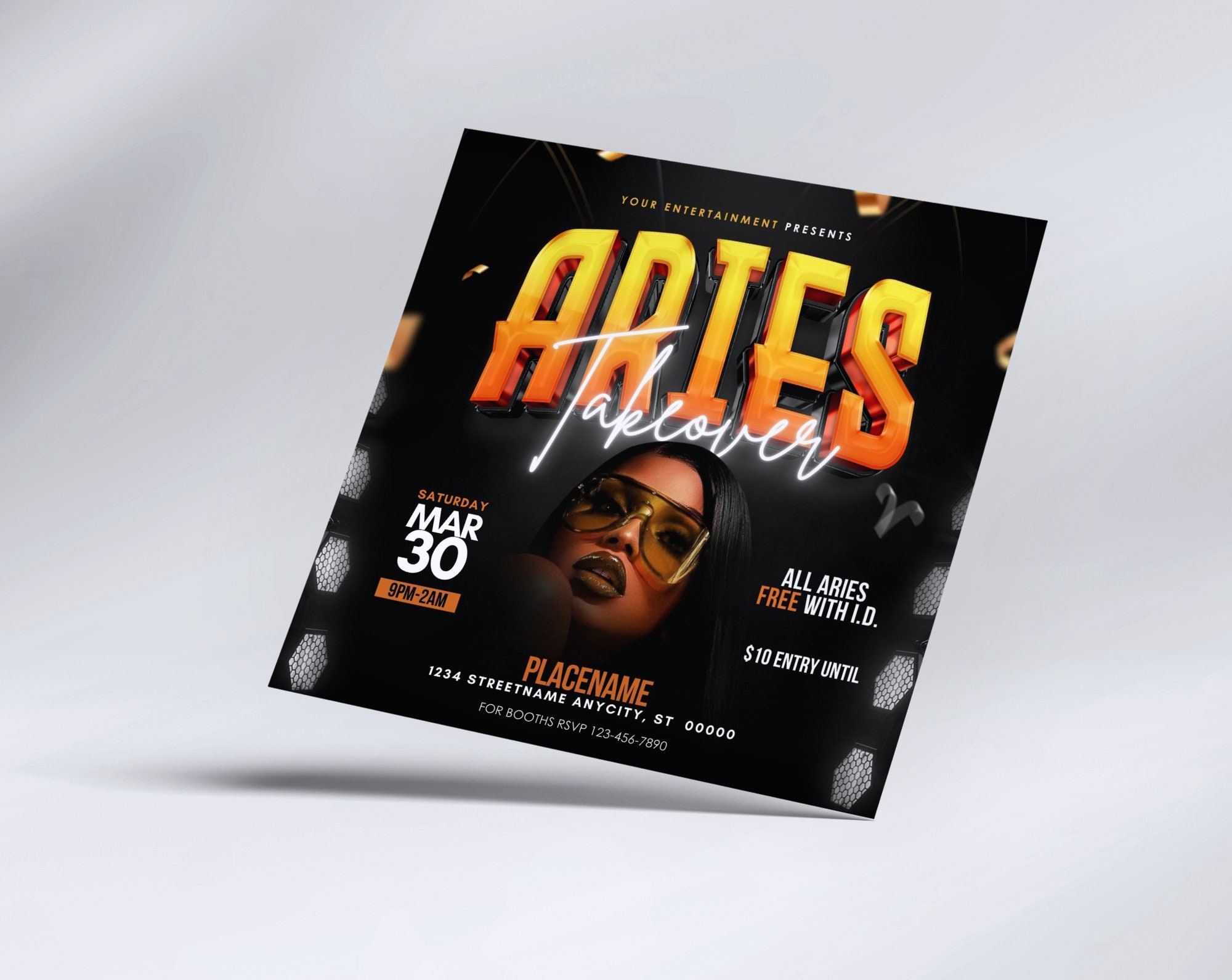 Editable Aries Flyer, Aries Birthday Flyer Aries Invitation Canva ...