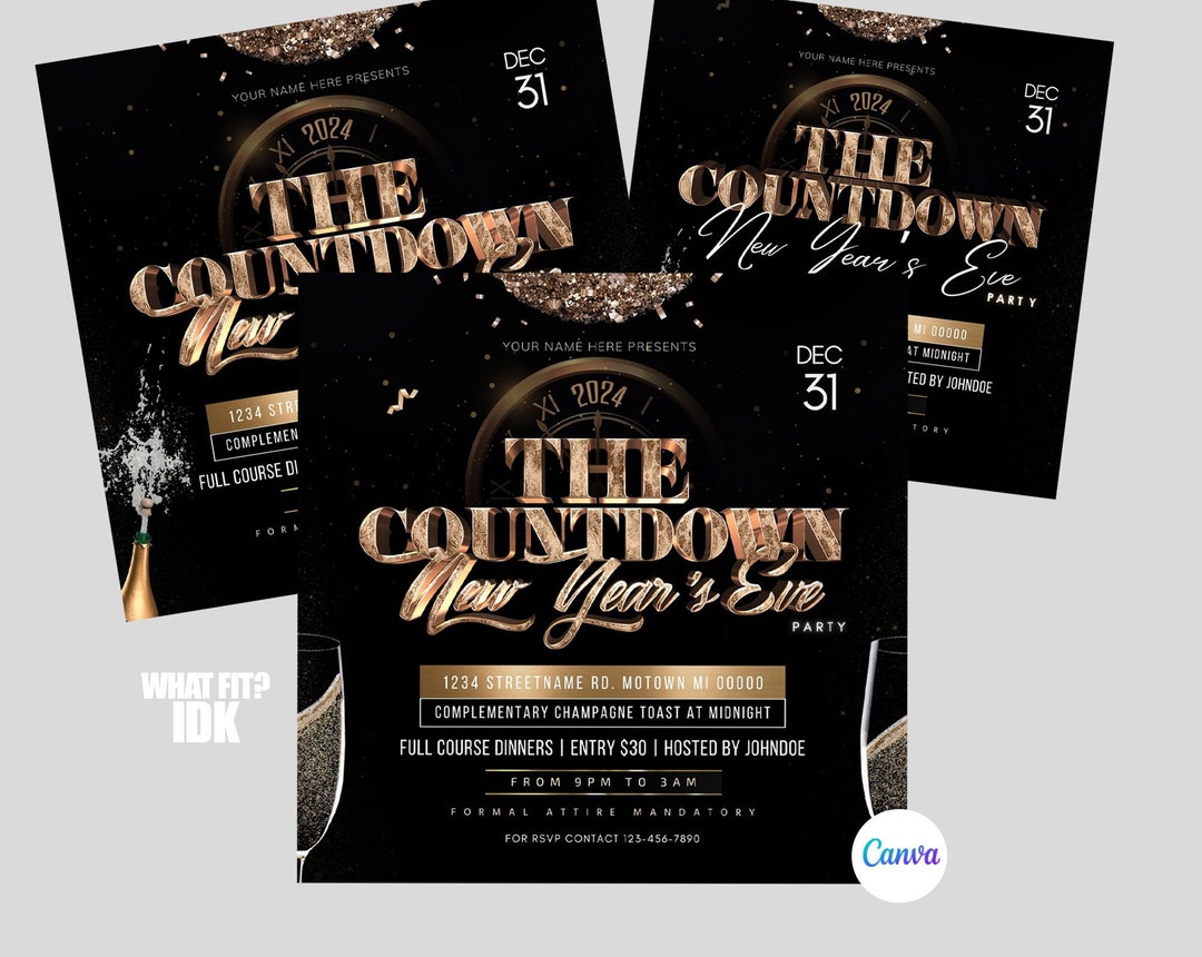 Editable New Year's Eve Flyer, New Year Party Invitation, the Countdown ...