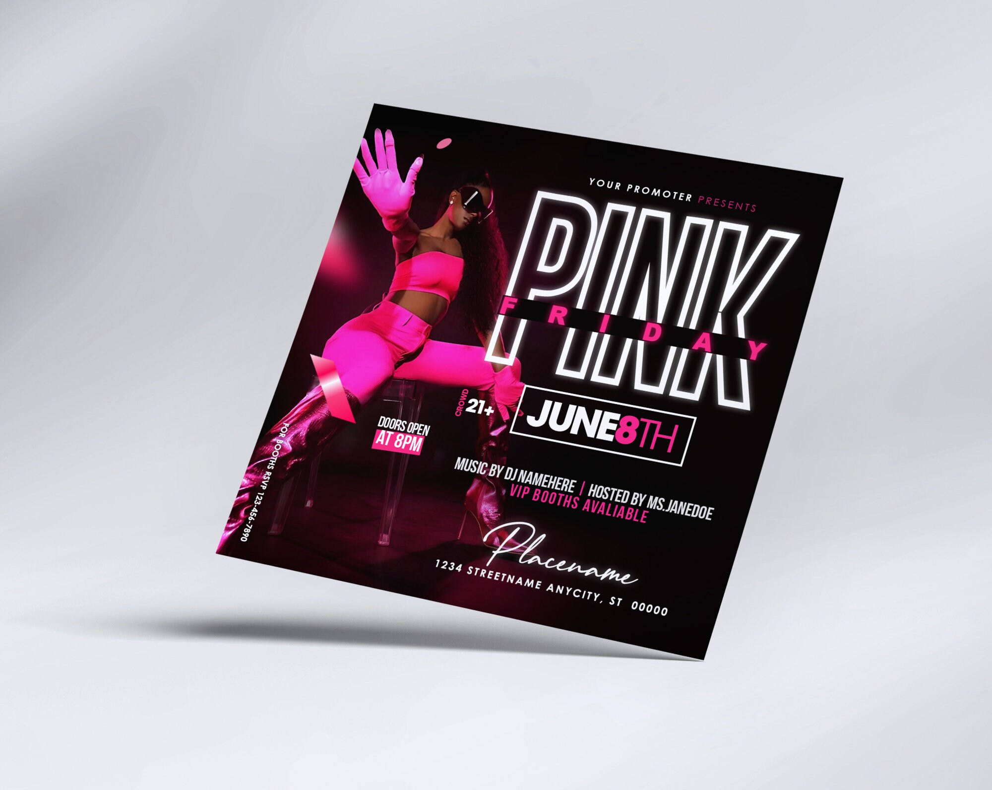 Editable Pink Friday Invitation, Pink Friday Flyer Pink Friday Template ...