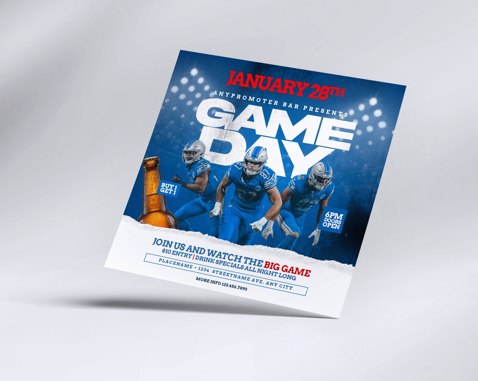 Editable Game Day Football Sports Bar Invitation, Football Flyer ...