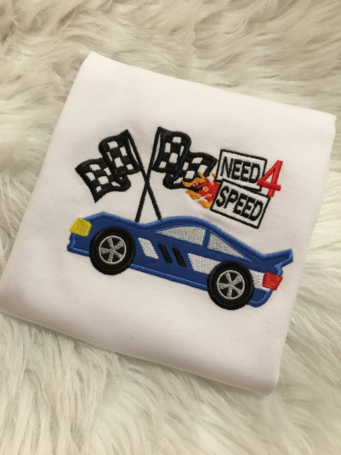 Custom Embroidered Race Car Birthday Shirt Need 4 Speed - Etsy