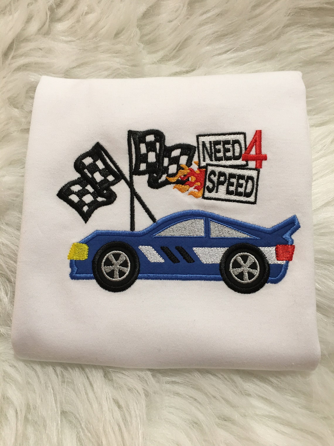Custom Embroidered Race Car Birthday Shirt Need 4 Speed - Etsy