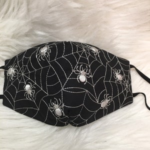 Custom Embroidered Spider Face Mask, Spiders in Web Mask, Halloween ...