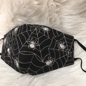 Custom Embroidered Spider Face Mask, Spiders in Web Mask, Halloween ...