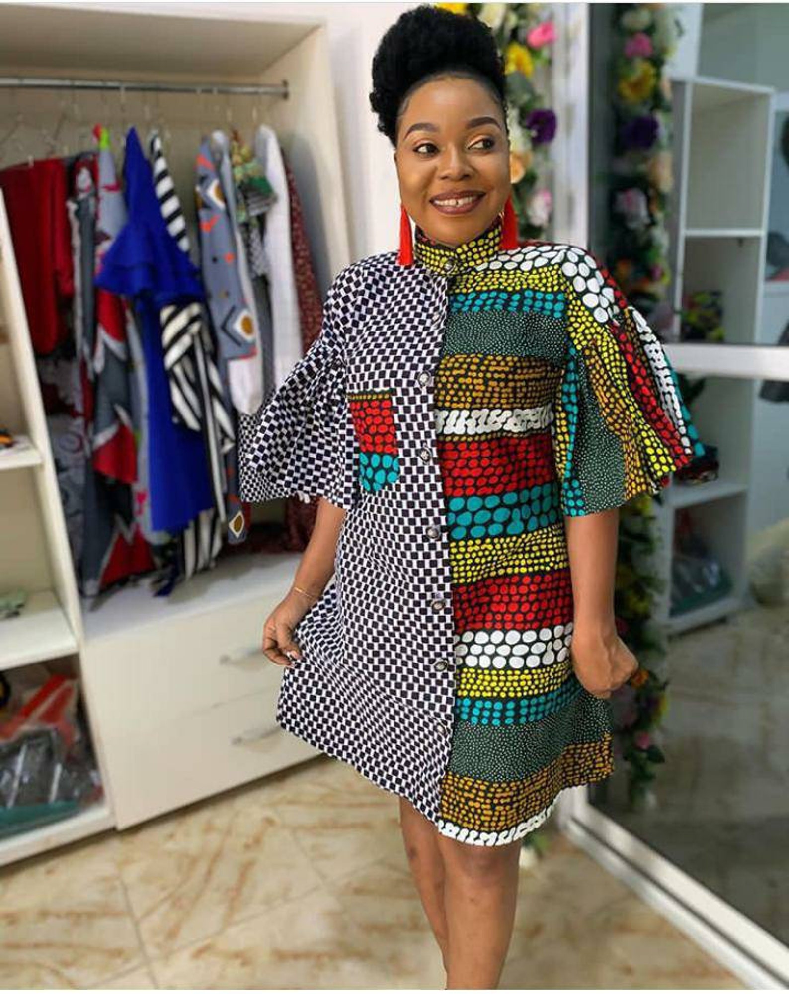 African Print Midi Dress-ankara Dress-ankara Clothing-african Print ...