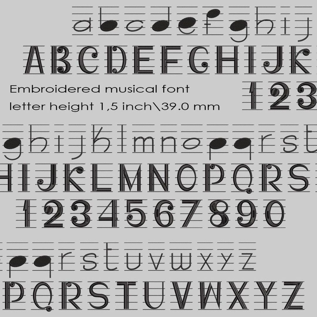 Musical Font Machine Embroidery Design Letter Size 1.5 Inch\39.0 Mm - Etsy