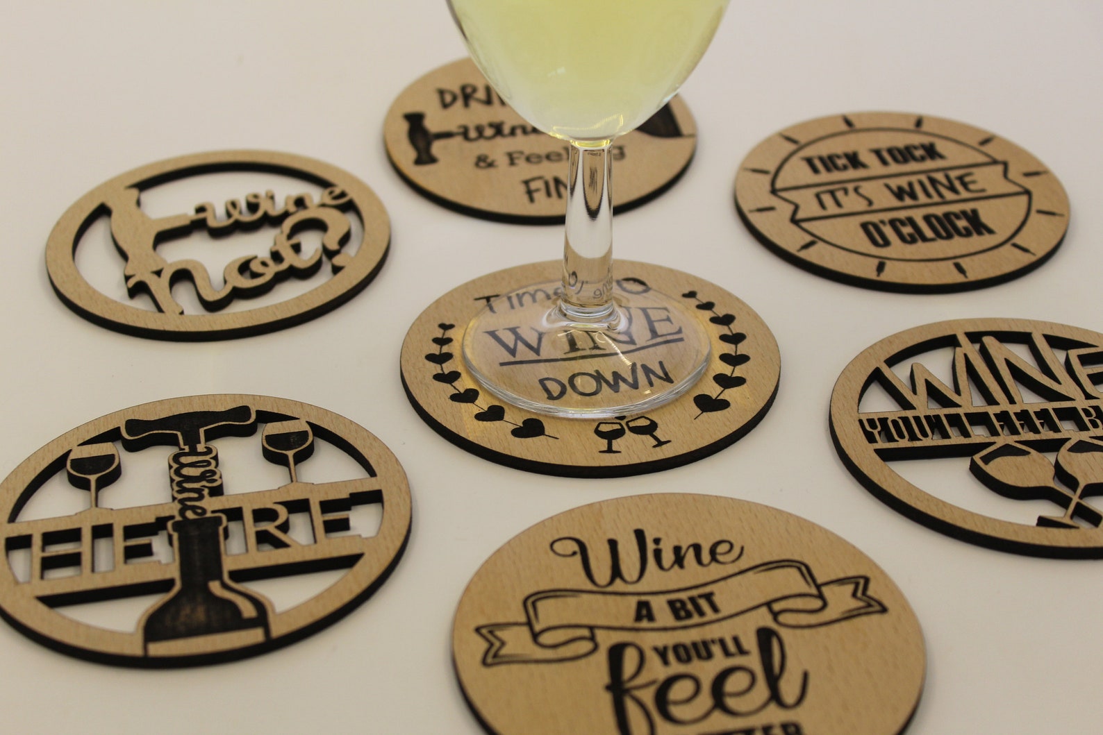 Wine Coasters 9 Design Bundle SVG DXF Laser Cutting File - Etsy