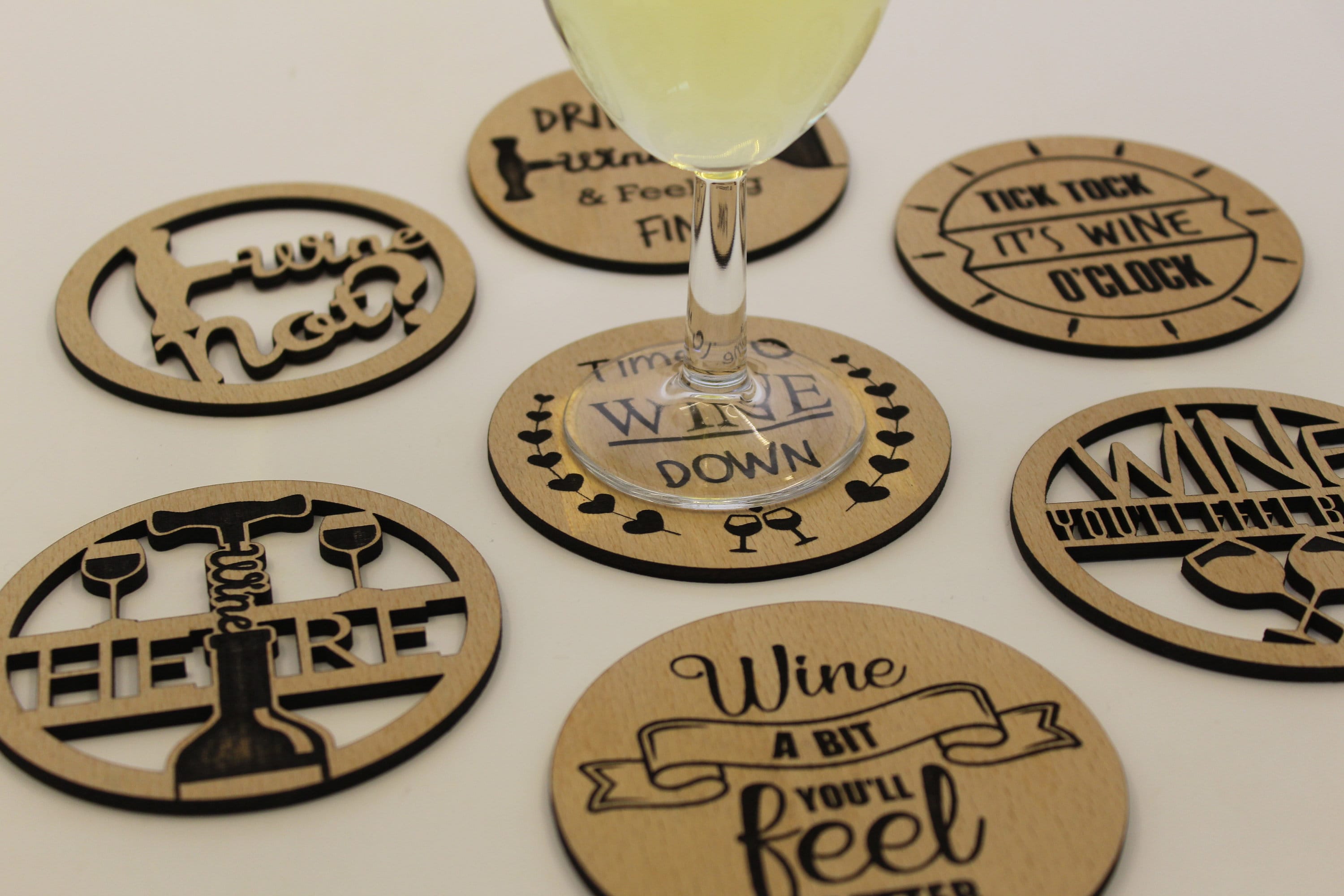 Wine Coasters 9 Design Bundle SVG, DXF Laser Cutting File - Etsy