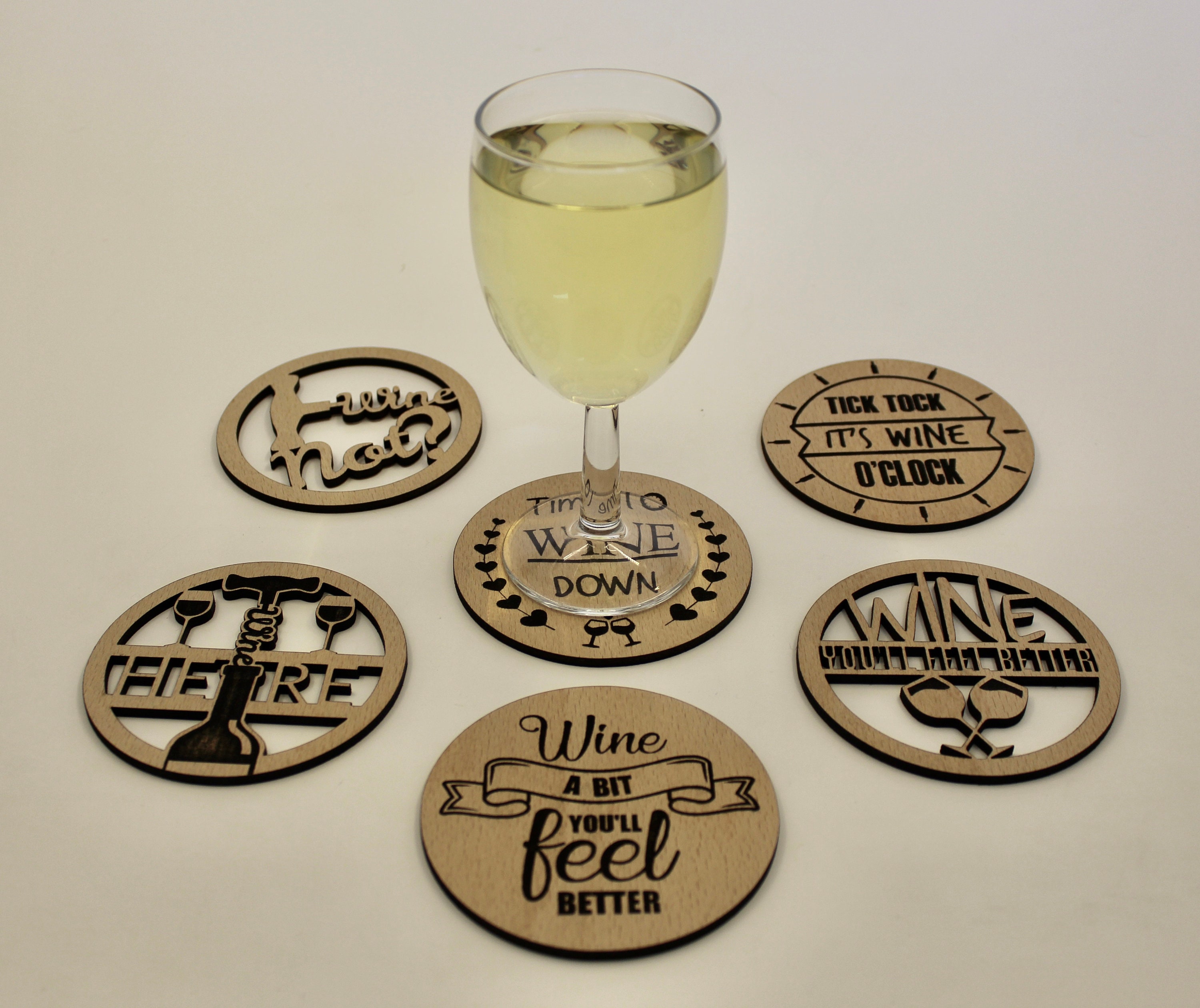 Wine Coasters 9 Design Bundle SVG, DXF Laser Cutting File - Etsy