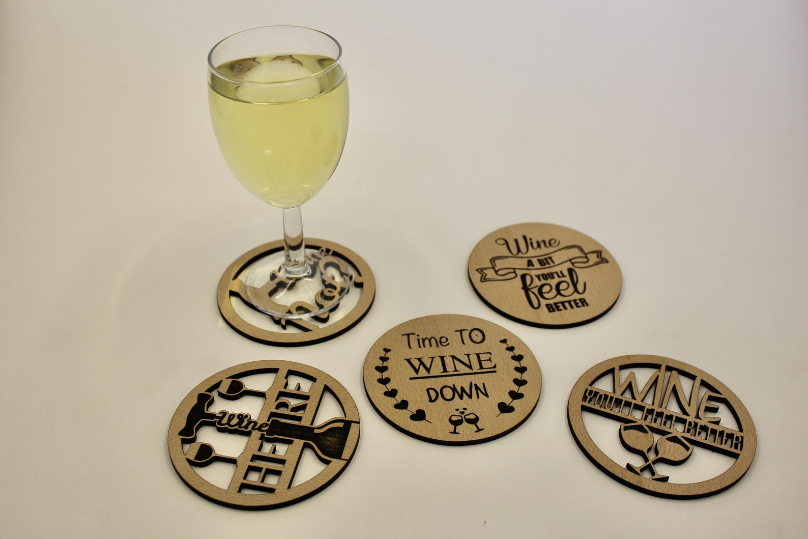 Wine Coasters 9 Design Bundle SVG, DXF Laser Cutting File - Etsy