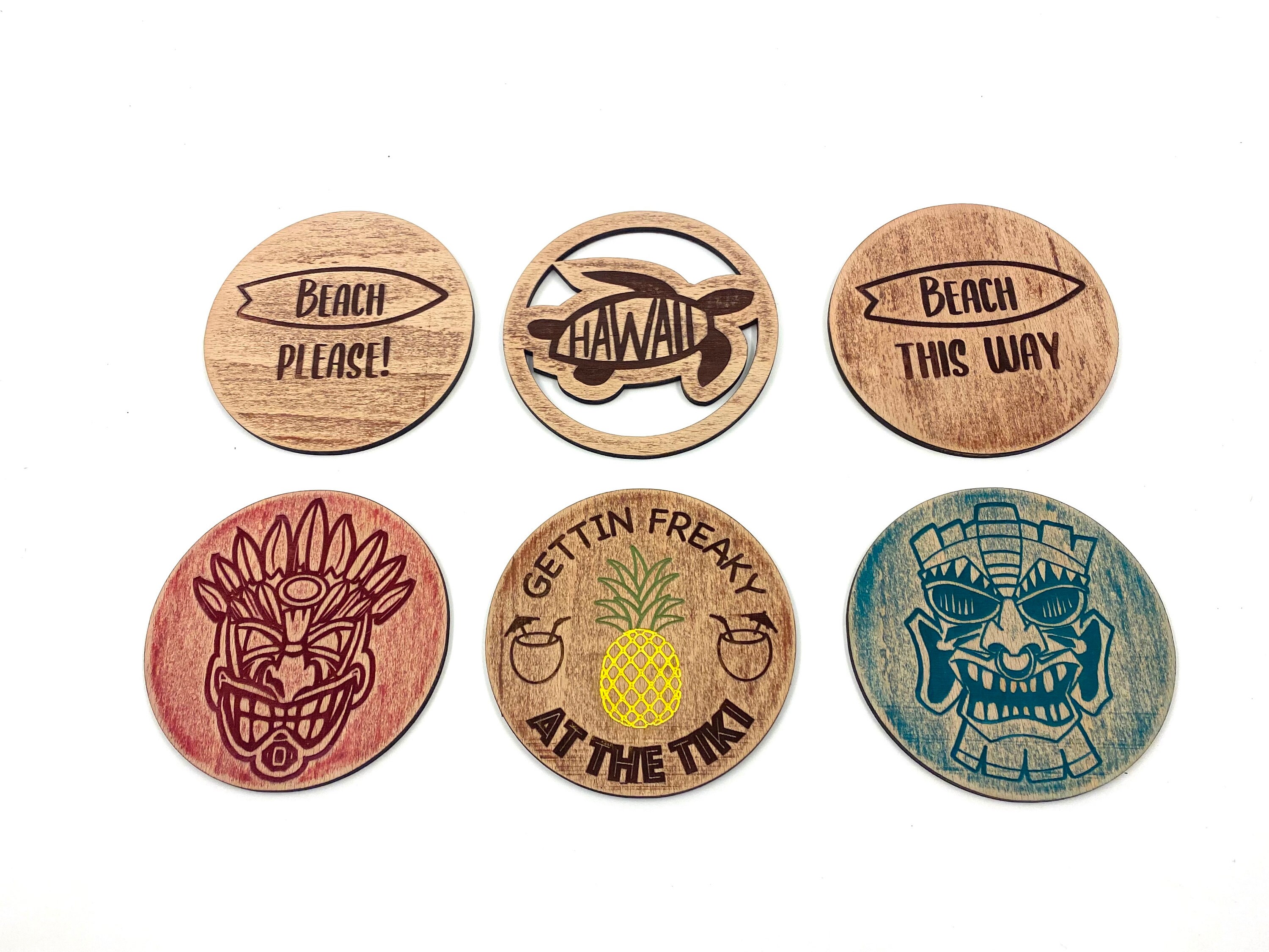 Tiki Bar Coaster Design Bundle 12 Unique Designs SVG, DXF Laser Cutting ...