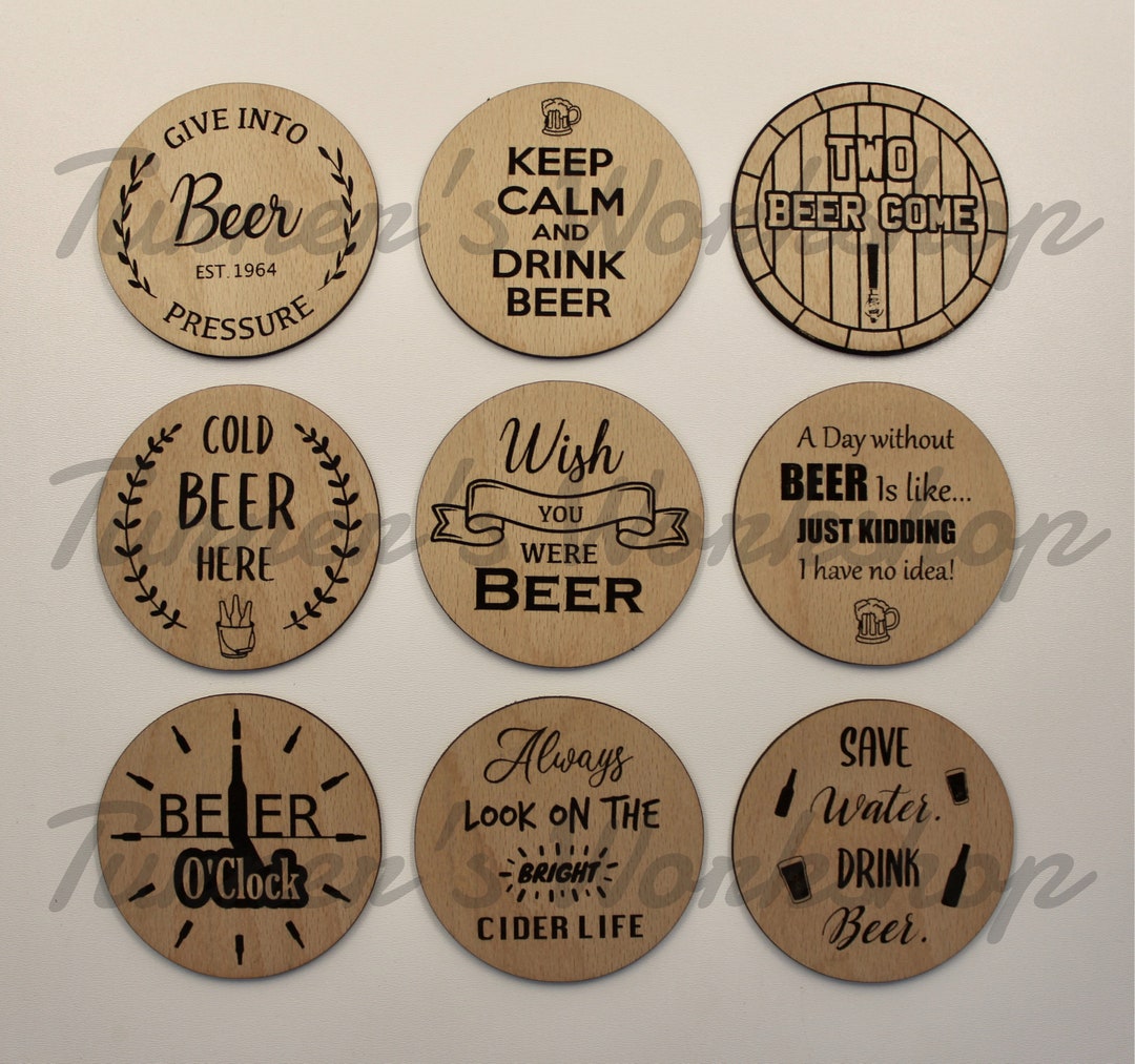 Beer Coaster Glassware 9 Design Bundle Svg Dxf Laser Cutting File Etsy