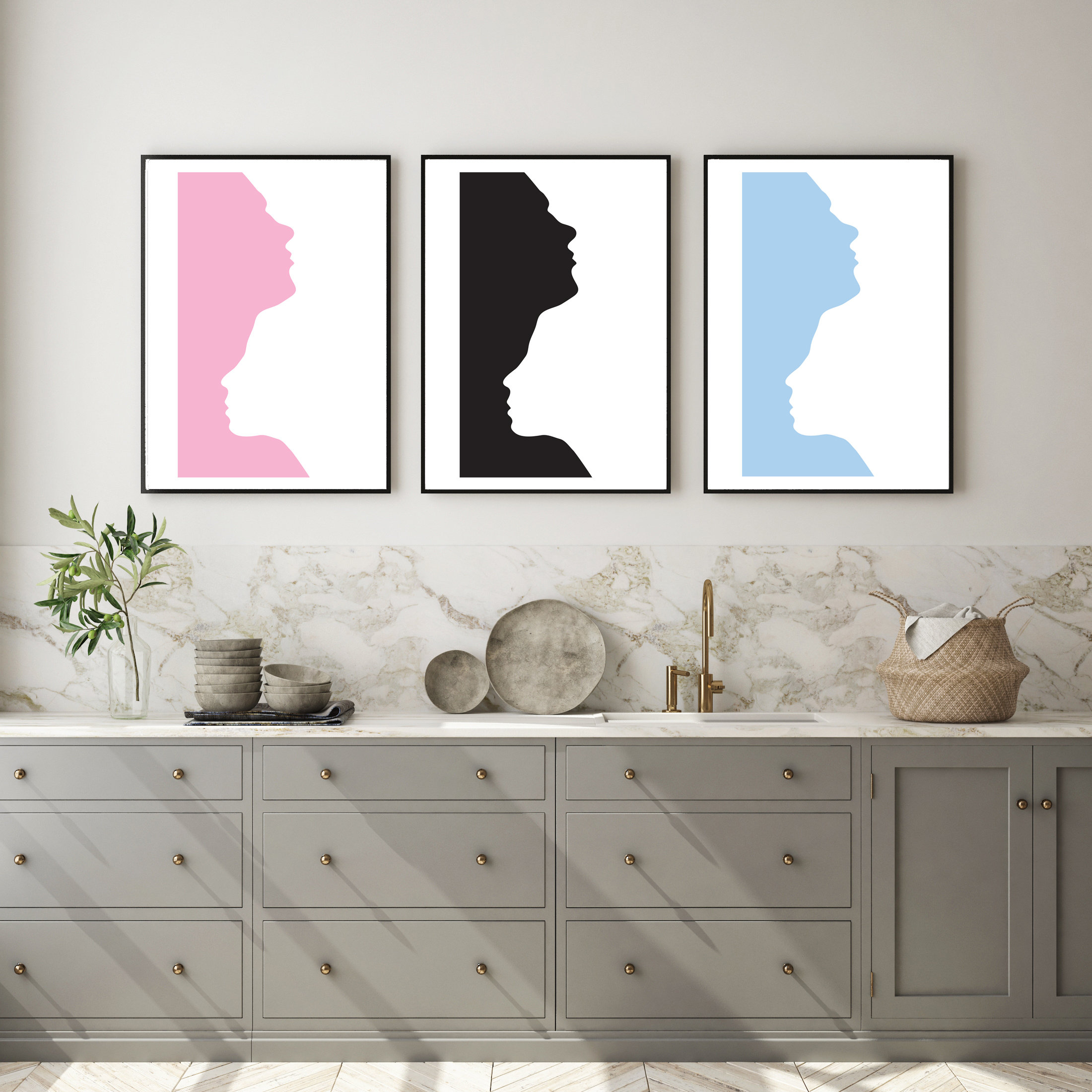 Two-toned Silhouettes Wall Art - Etsy