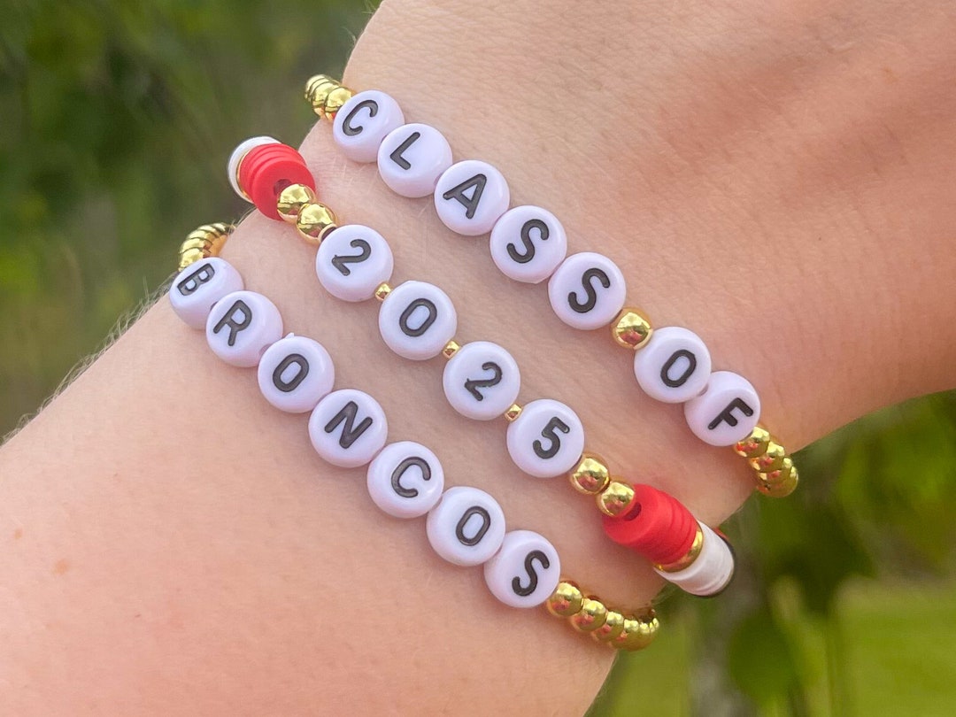 School "class Of" Heishi Bead Stretch Bracelet Set | Senior Bracelet ...