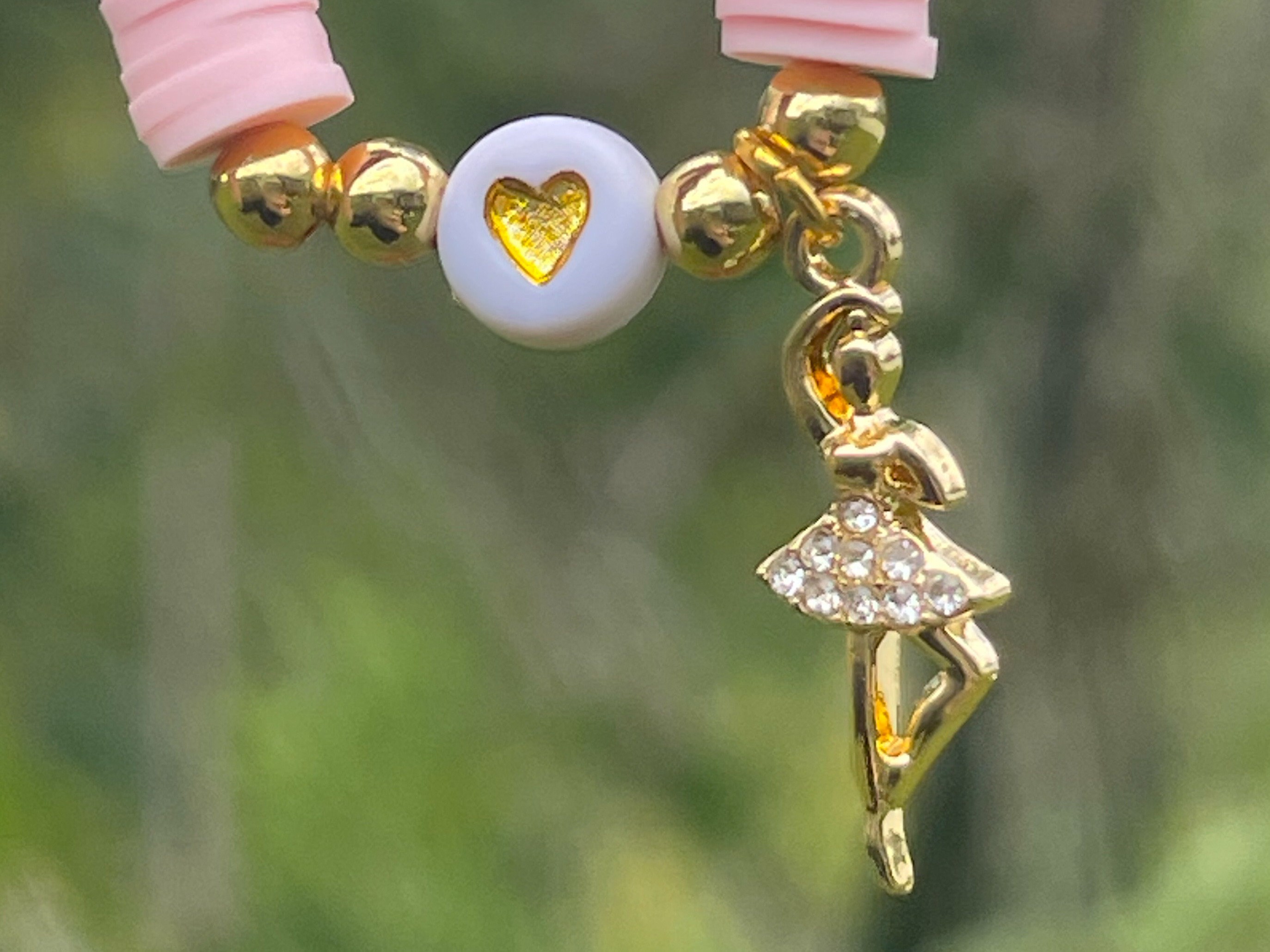 Dance Heishi Bead Stretch Bracelet Set With Charm | Dance Competiton ...