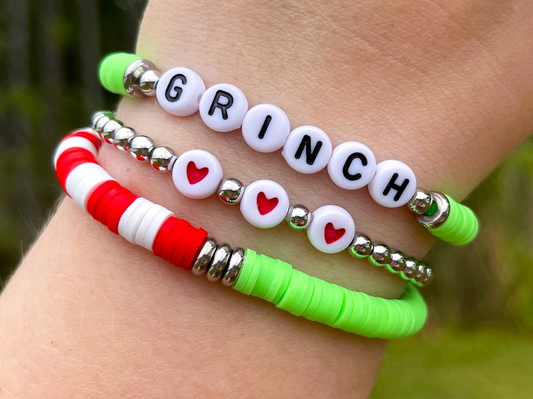 Grinch Christmas Heishi Bead Stretch Bracelet Set | How the Grinch ...