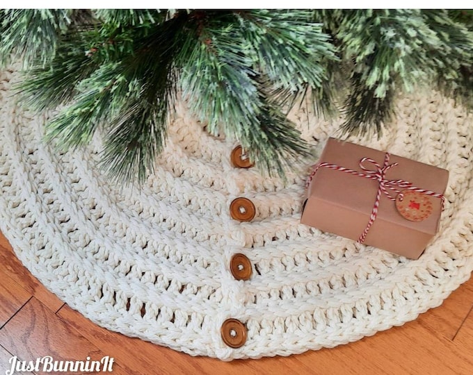 Farmhouse Christmas Tree Skirt / Crochet Rustic Christmas Tree Skirt ...
