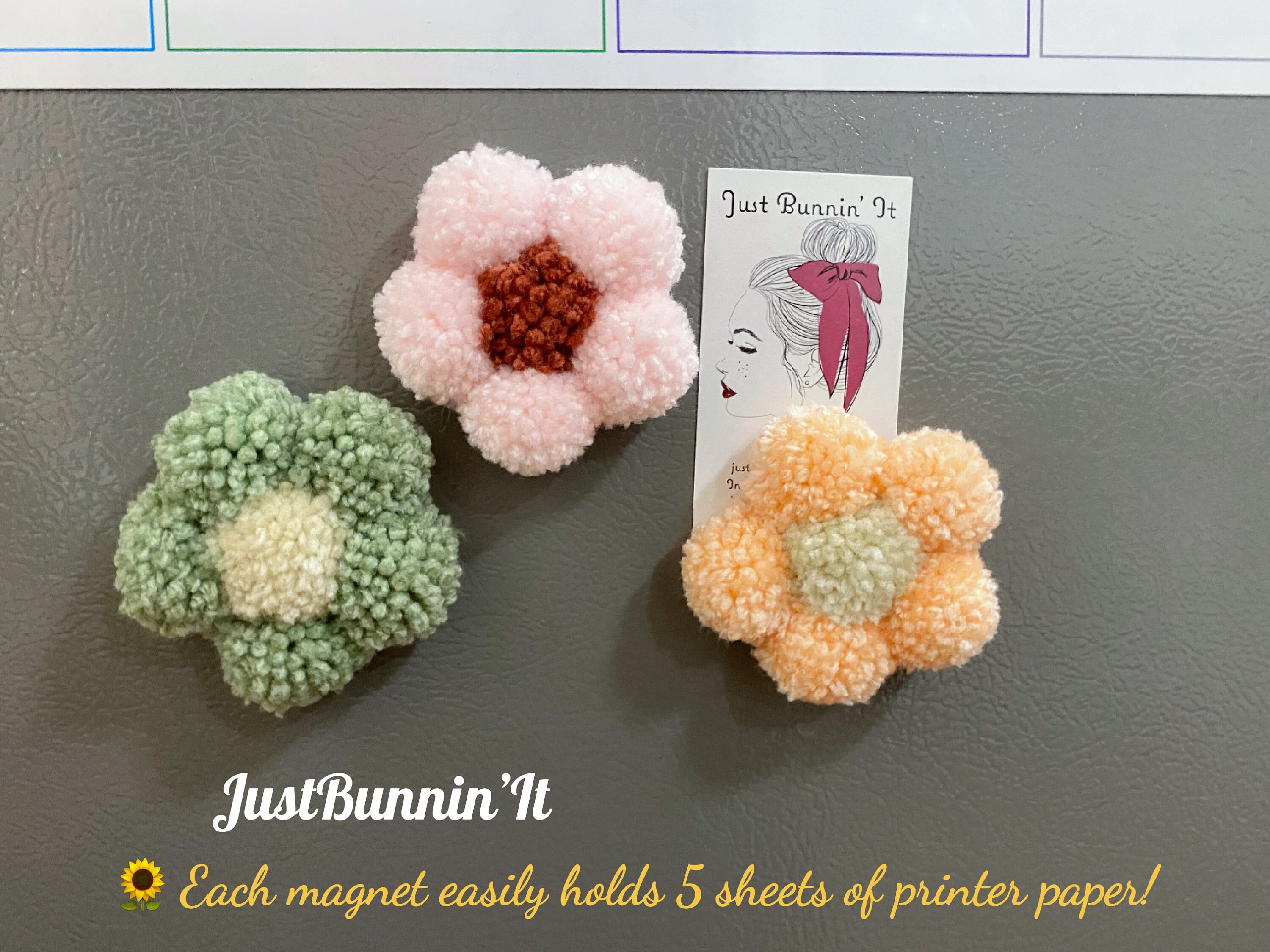 Boho Flower Magnets Boho Refrigerator Magnets Pom Pom - Etsy