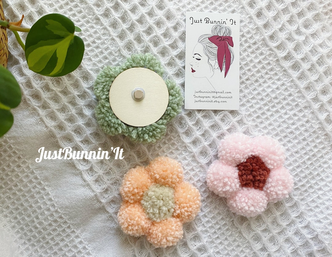 Boho Flower Magnets, Boho Refrigerator Magnets, Pom Pom Magnets, Flower ...