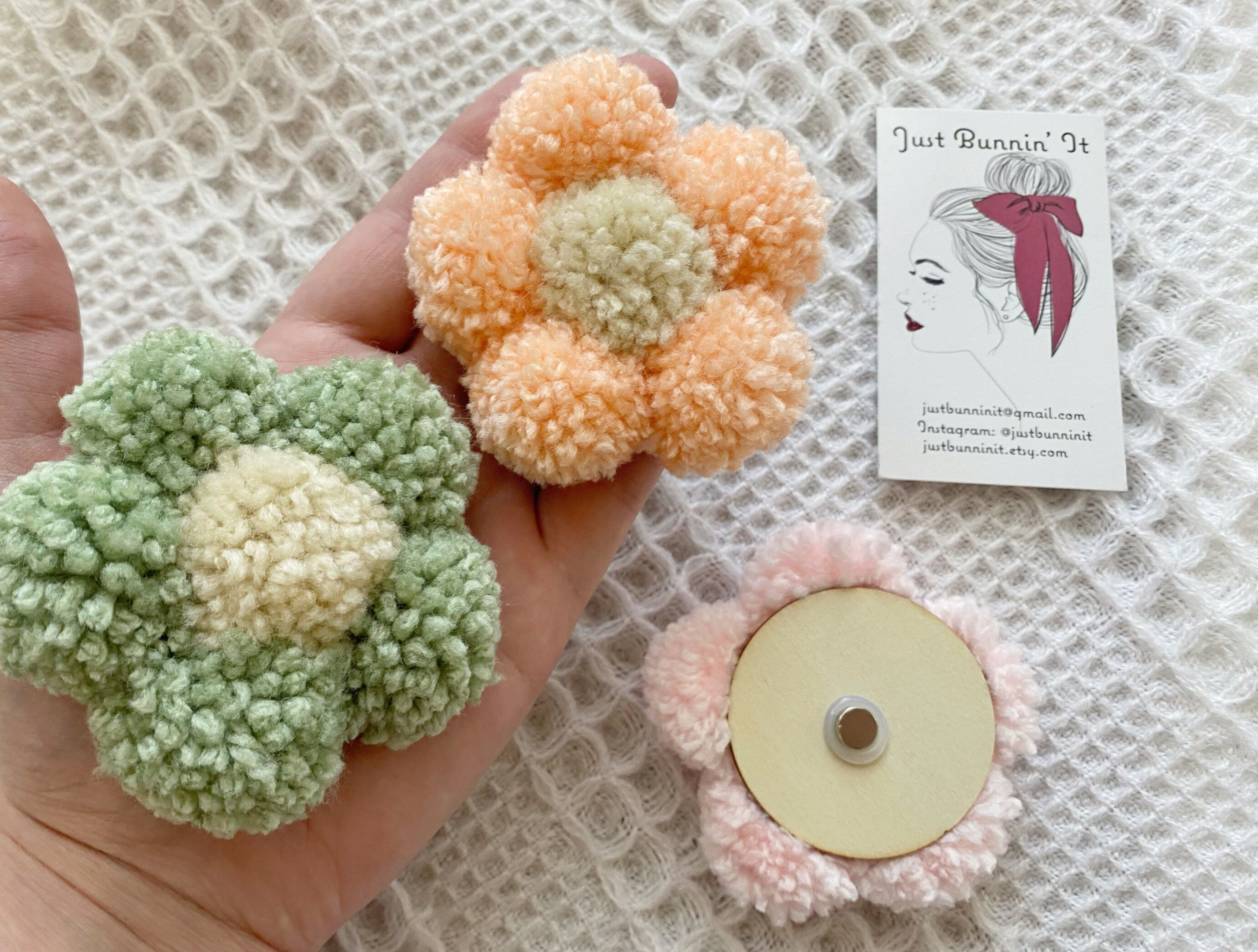 Boho Flower Magnets Boho Refrigerator Magnets Pom Pom - Etsy