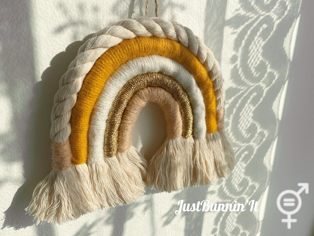 Sunset Macrame Rainbow, Mustard Ivory & Sand Rainbow, Earthy Boho ...