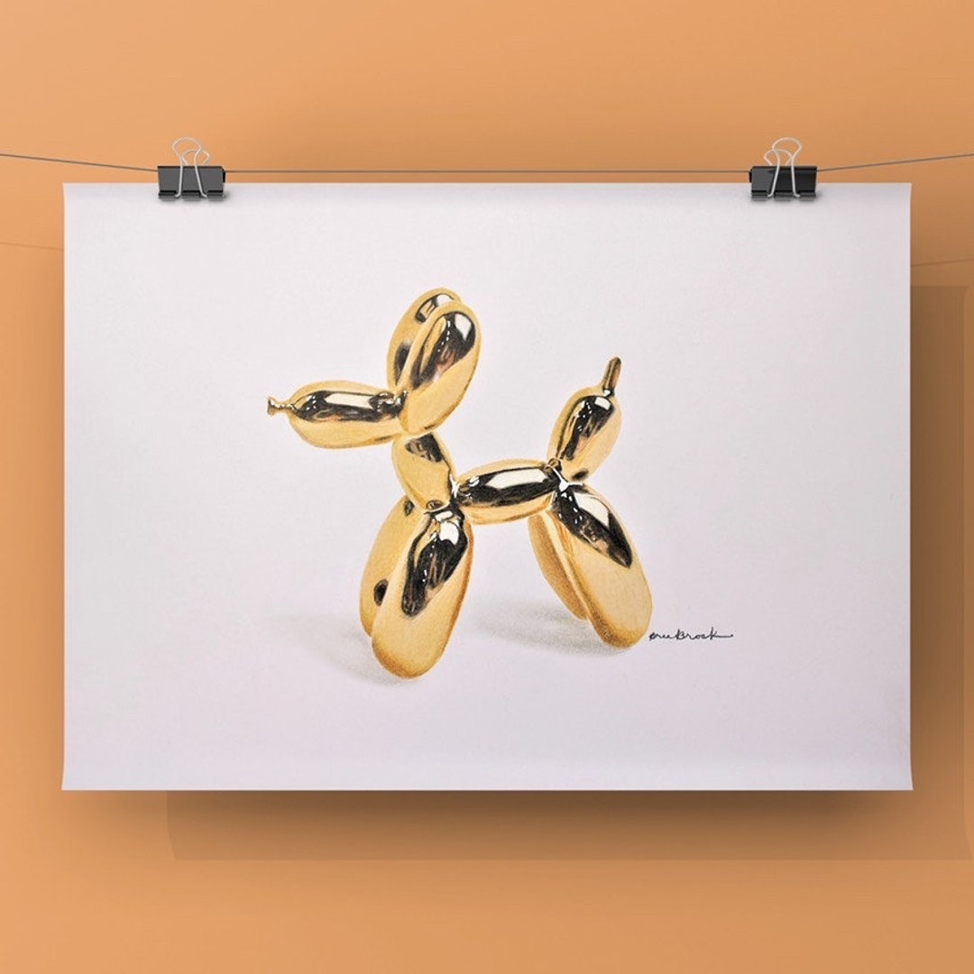 Metallic Gold Dog PRINT / Realistic Drawing, Realism Art, Artwork ...