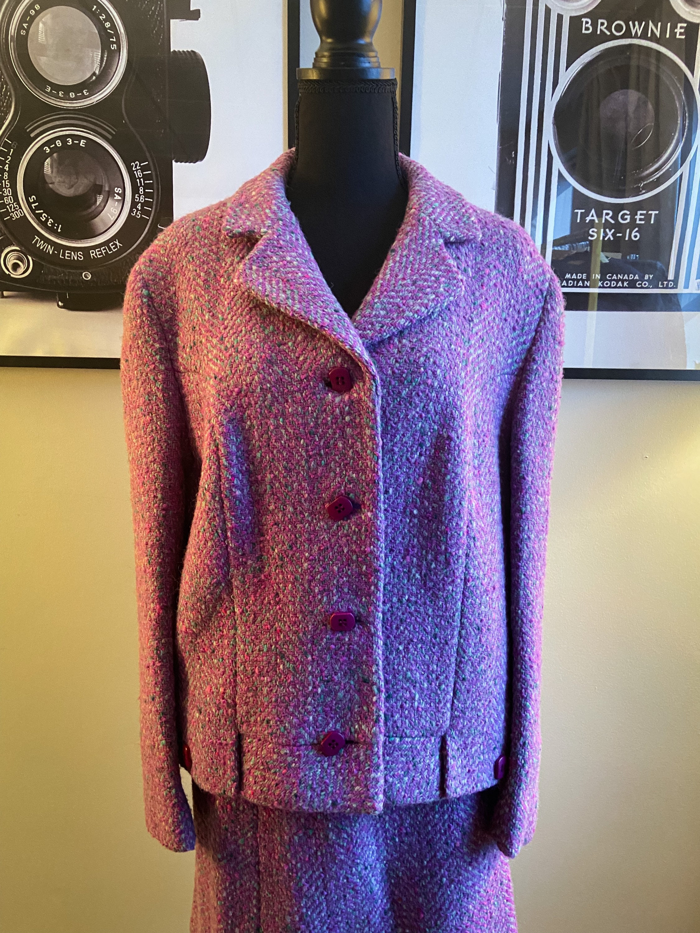 1960s Colette Modes Lilac Tweed Wool Suit - Etsy