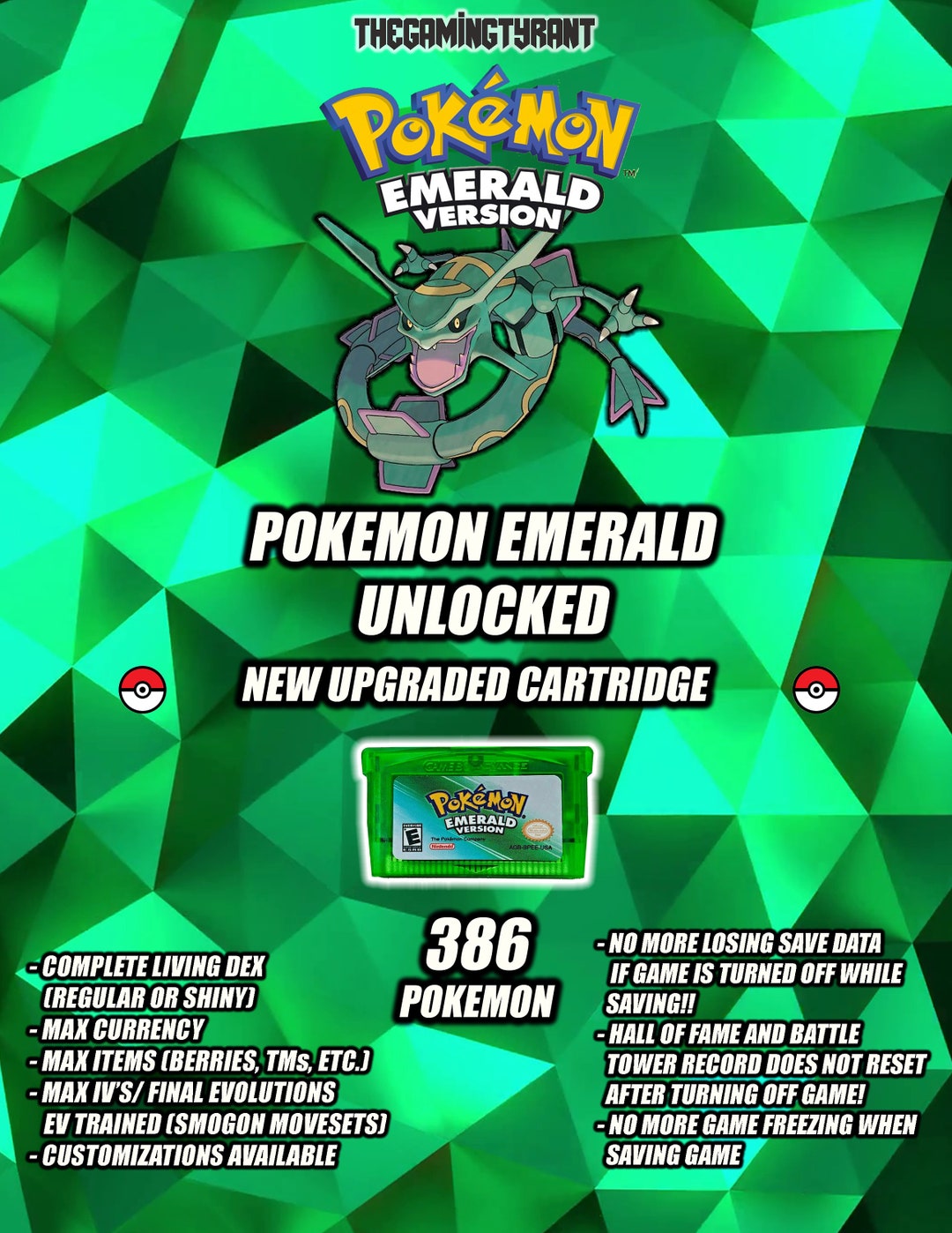 Unlocked Pokemon Emerald - All 386 Authentic Pokemon, Max Items and ...