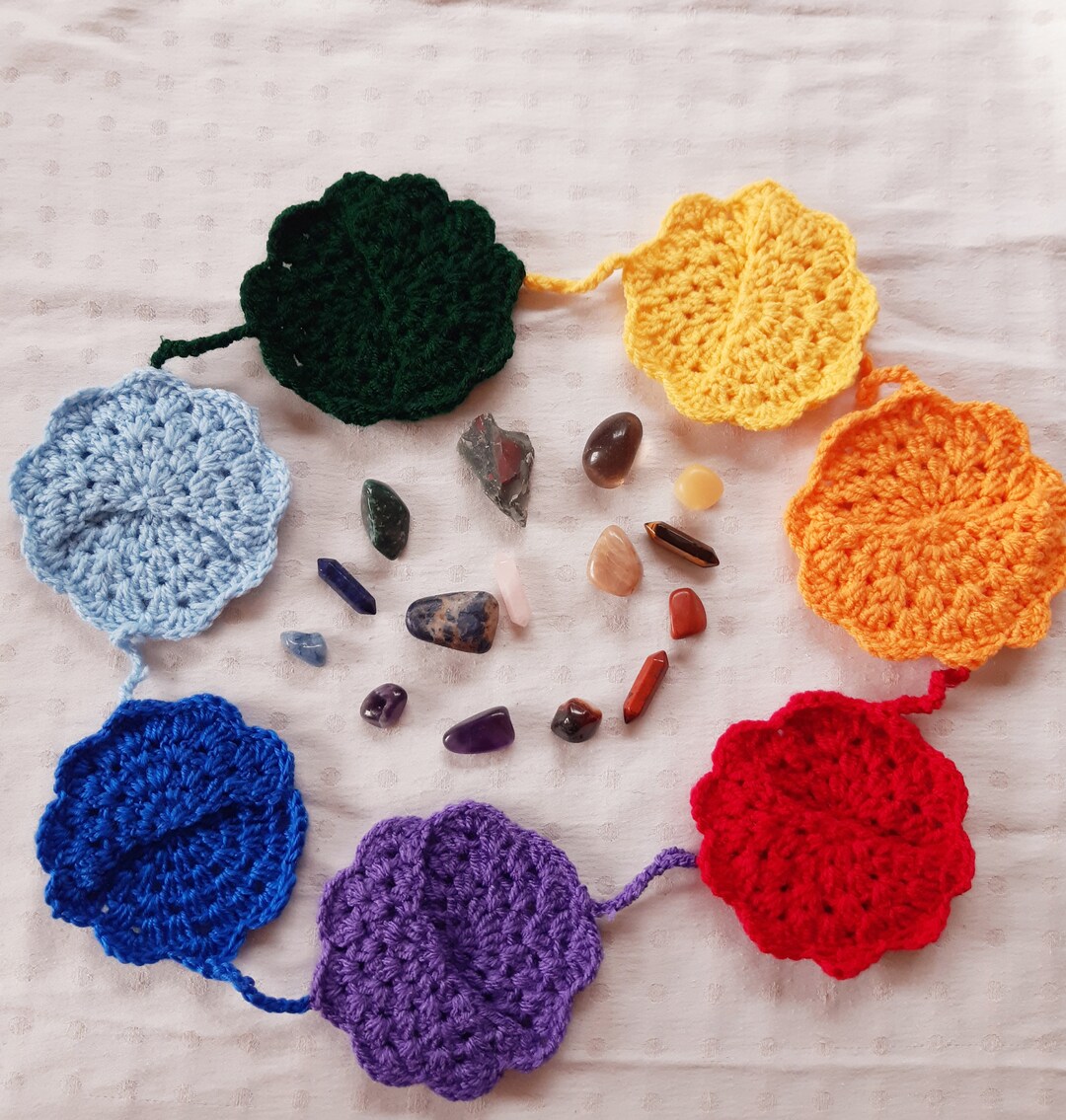 Rainbow Chakra Crochet Wall Hanging Crystal Holder - Etsy