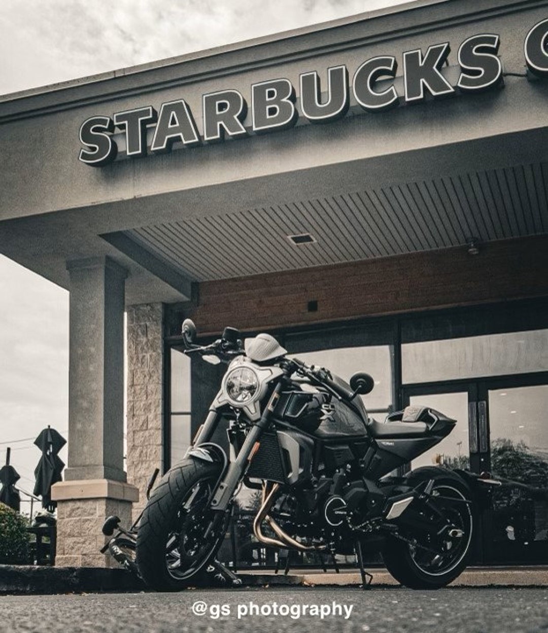 Motorcycle Stop for Coffee Color Photo - Etsy