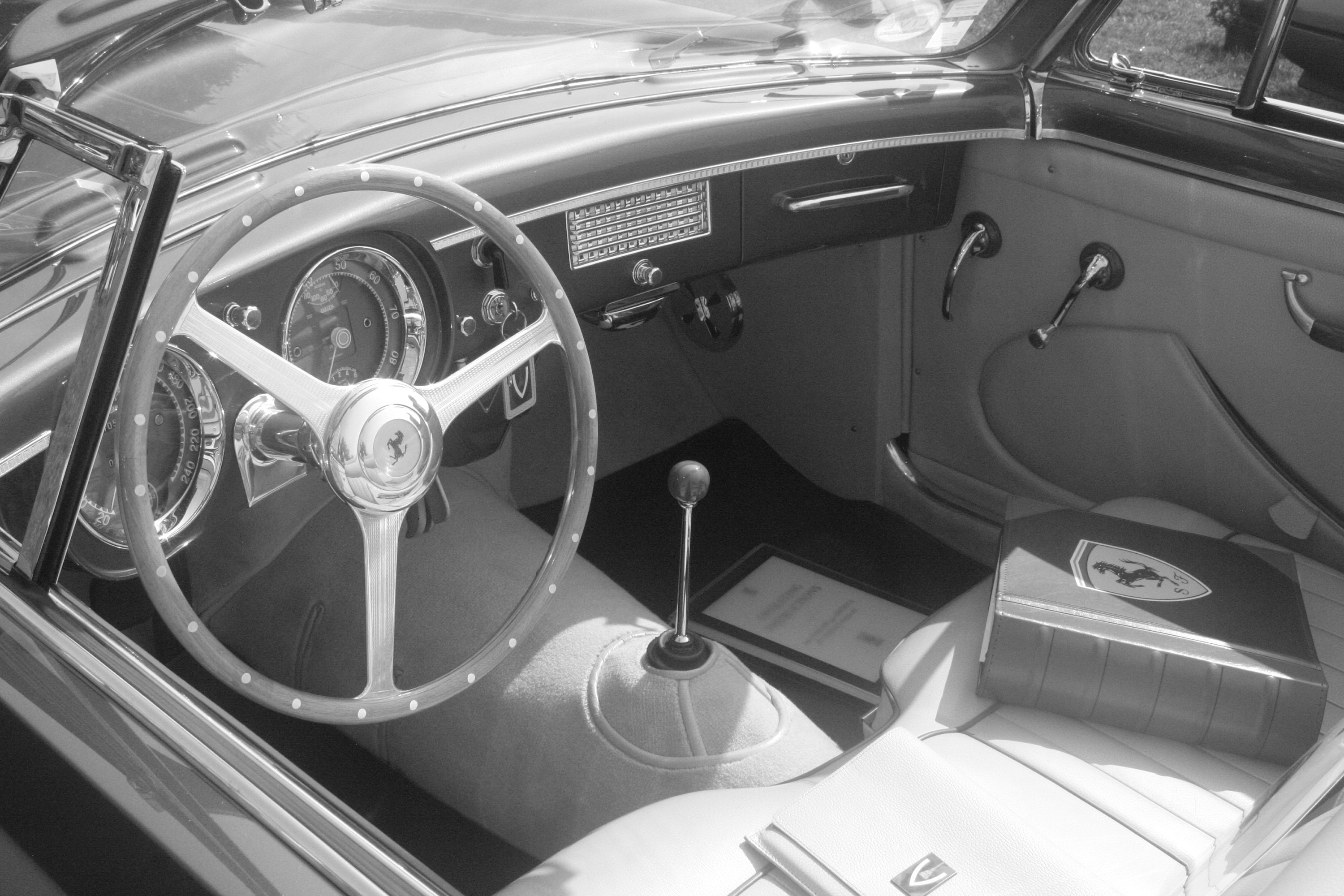 Vintage Classic Car Ferrari Cockpit Black And White Photo Etsy