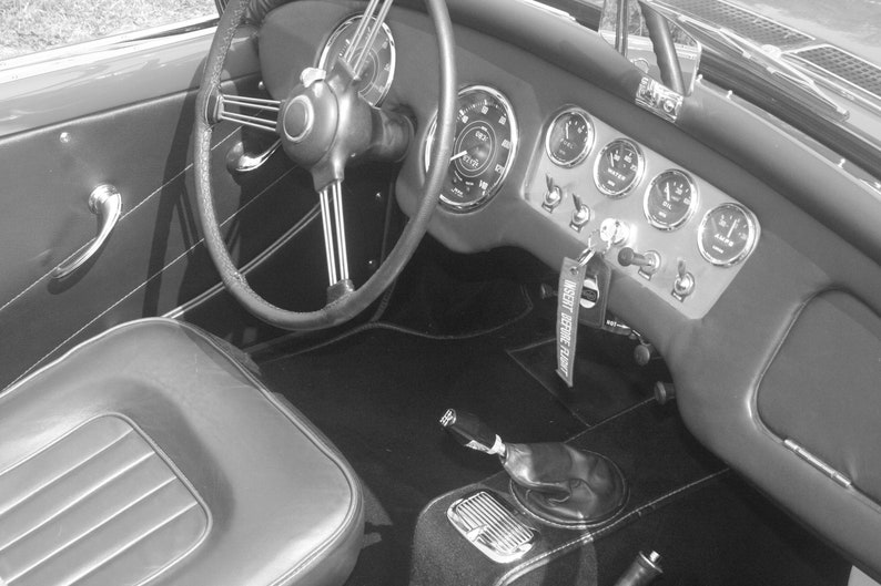 Vintage Car Classic Cockpit Black and White Photo - Etsy