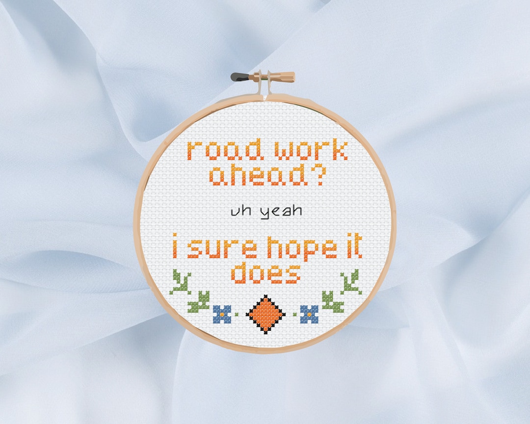 VINE Meme Cross Stitch Pattern digital PDF Road Work Ahead - Etsy