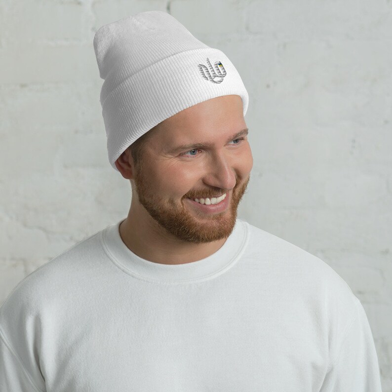 Ukrainian Beanie Hat With Embroidered Logo | Ukrainian Tryzub Trident ...