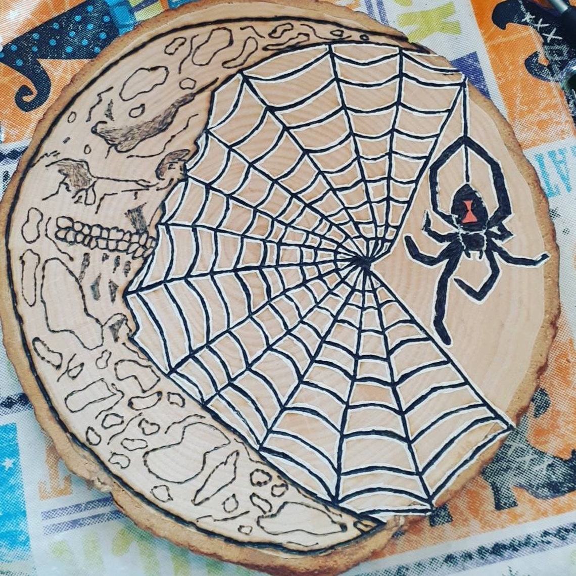 Moon and spider web. | Etsy