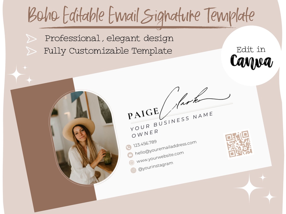 Professional Email Signature Template With QR Code & Photo, Editable ...