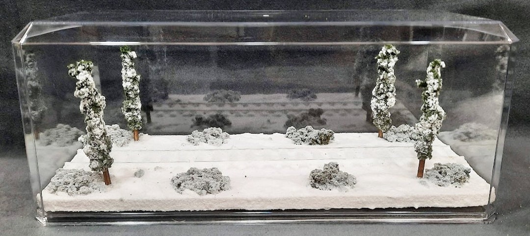 O Scale- 16" Single Track- "winter Snow Scene" Display Case - for O ...