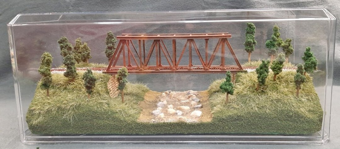 Z Scale 13" Single Track - Bridge W/ Stream " Summer Scene" DISPLAY ...