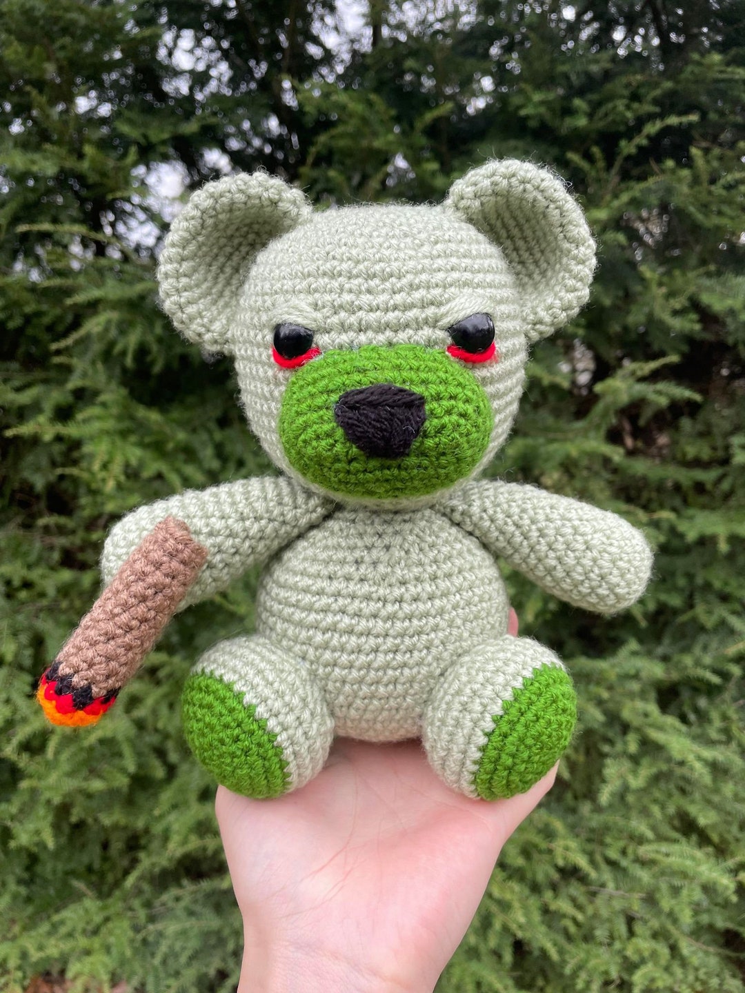 Stoned Teddy Bear | Crochet 420 Pot Bear | Stoner Gifts - Etsy