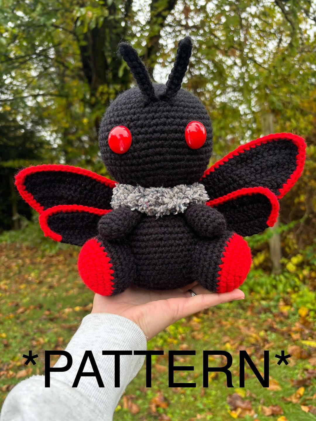Mothman Crochet PATTERN Plushy Halloween Goth Cute Insect Cryptic Toy ...