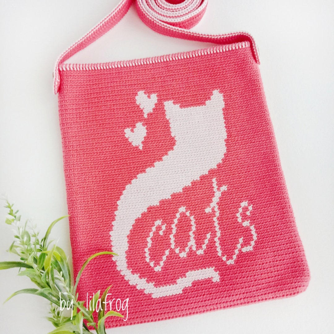 Tapestry Crochet Cat Bag, Crochet Bag Cat, Crossbody Crochet Bag, Cat ...